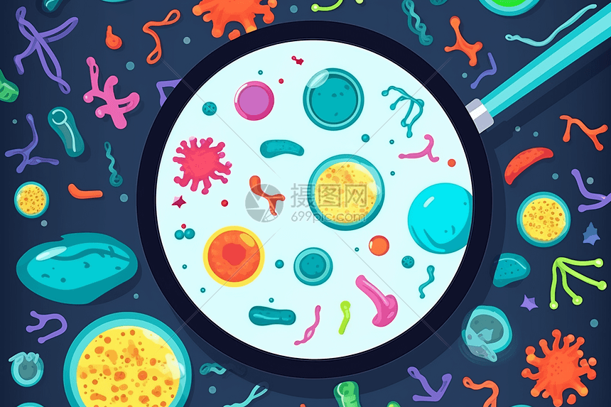 放大镜下的微生物细菌插画图片下载-正版图片600131860-摄图网