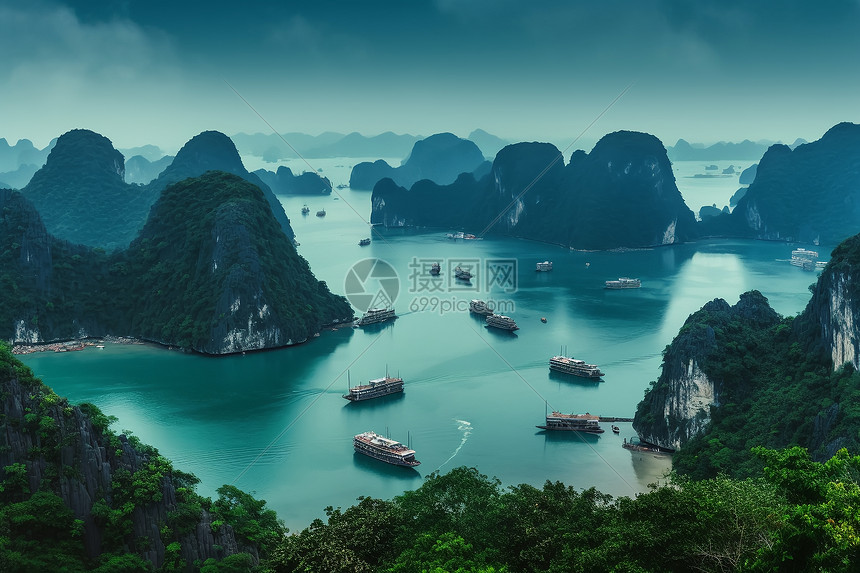 越南下龙湾全景高清图片下载-正版图片600154078-摄图网