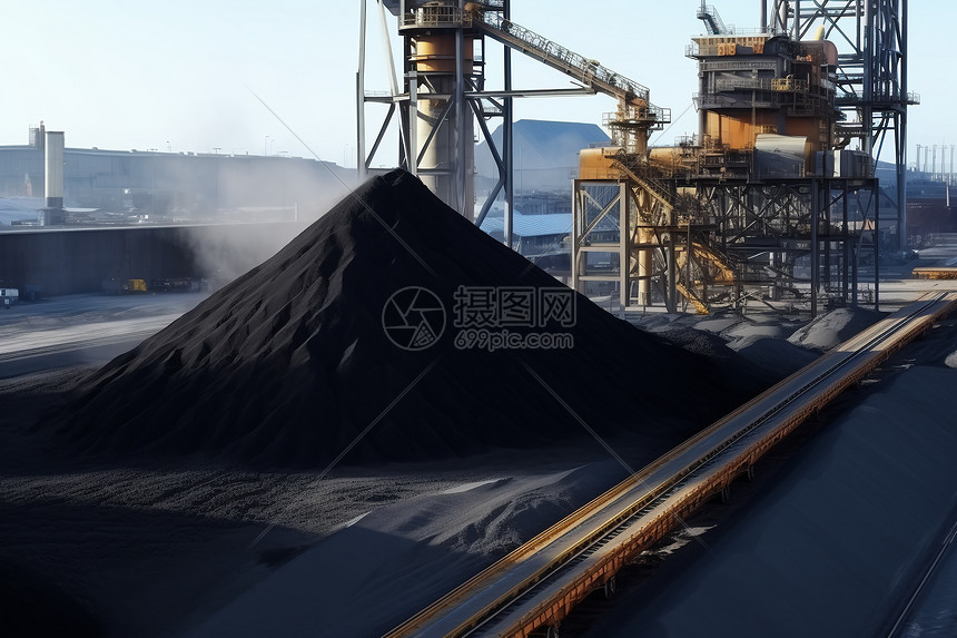 工厂中堆积的煤炭高清图片下载-正版图片600154539-摄图网