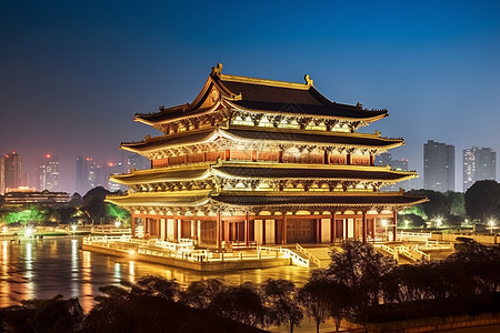 夜色中的滕王阁高清图片下载-正版图片600159967-摄图网