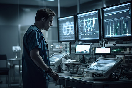 医生站在ICU病房仪器前面高清图片下载-正版图片600162620-摄图网