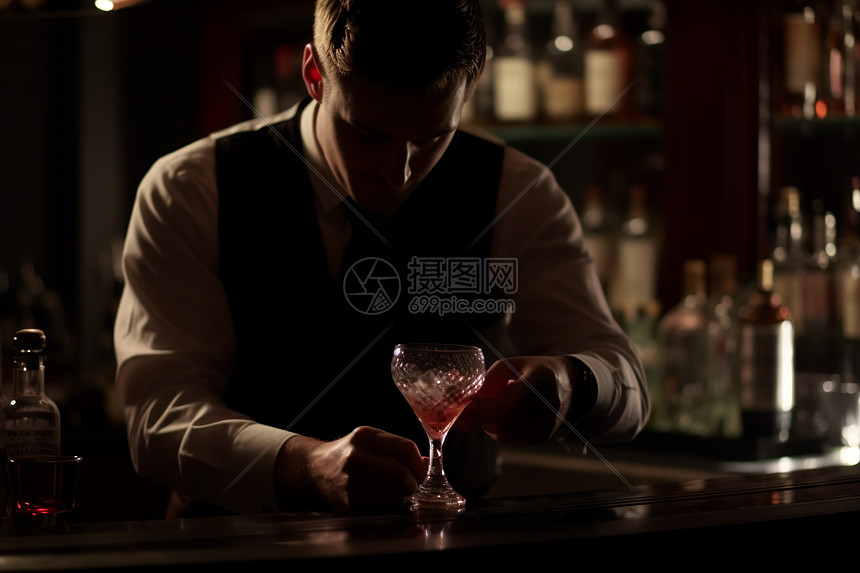 在酒吧工作的调酒师高清图片下载-正版图片600174391-摄图网