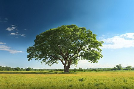 蓝天白云下有一棵大树高清图片下载-正版图片600174884-摄图网