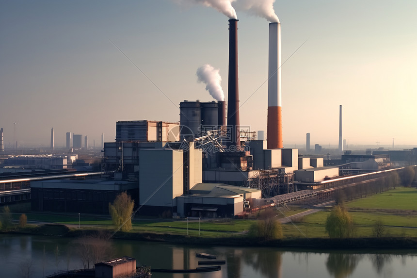 烟囱冒烟的工业发电厂高清图片下载-正版图片600175173-摄图网