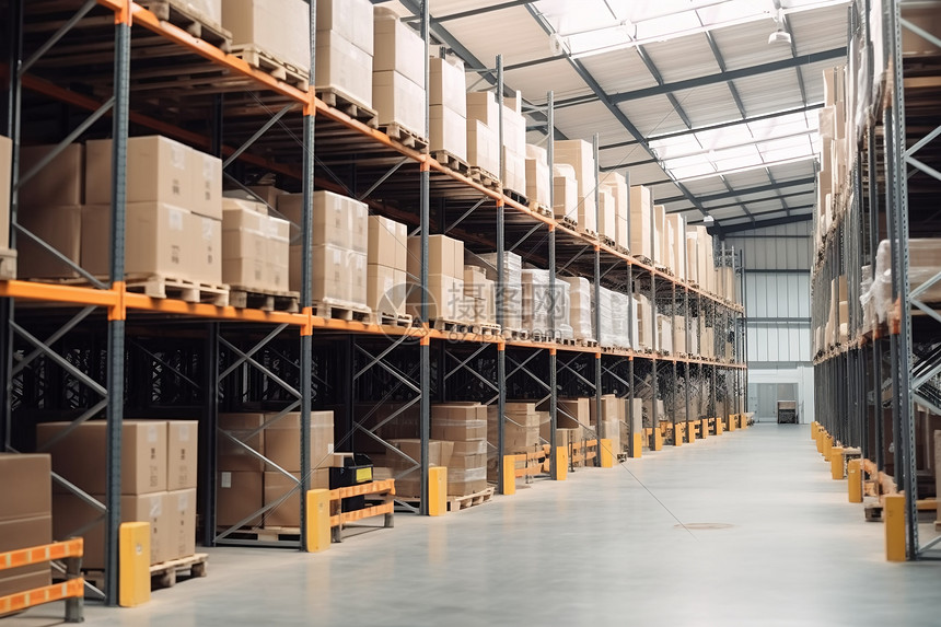 仓库货架里的各种盒子高清图片下载-正版图片600179119-摄图网