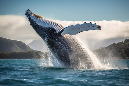 巨大座头鲸在海中跳跃高清图片下载-正版图片600179180-摄图网