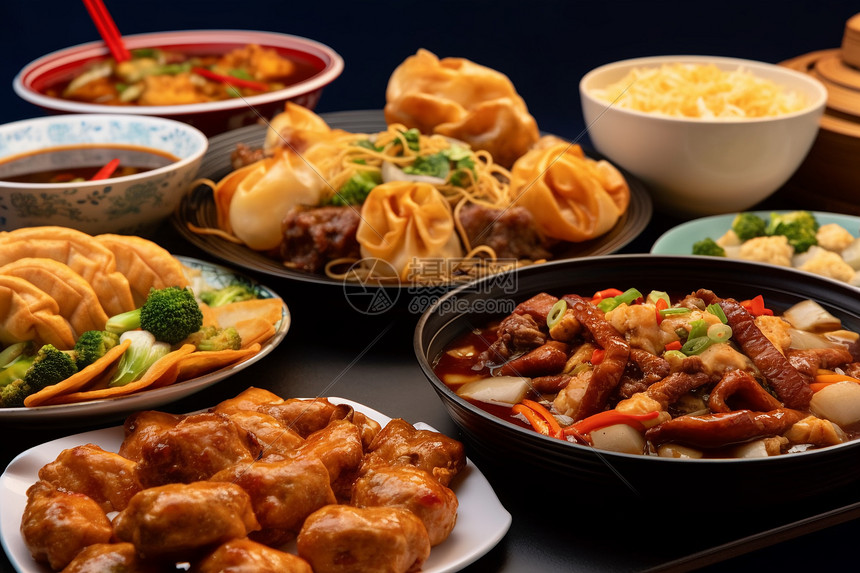 餐桌上的美食高清图片下载-正版图片600179276-摄图网