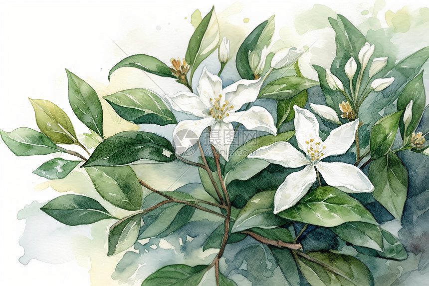 盛开的茉莉花插画图片下载-正版图片600187427-摄图网