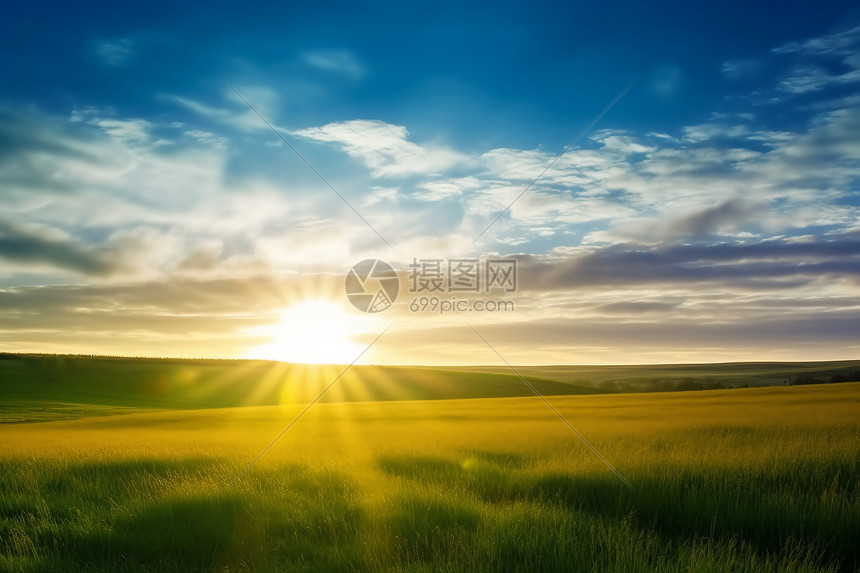 草原上升起的太阳高清图片下载-正版图片600189822-摄图网