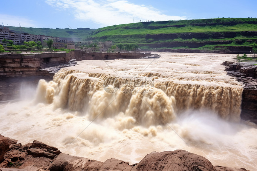 壶口瀑布的特写镜头高清图片下载-正版图片600192138-摄图网