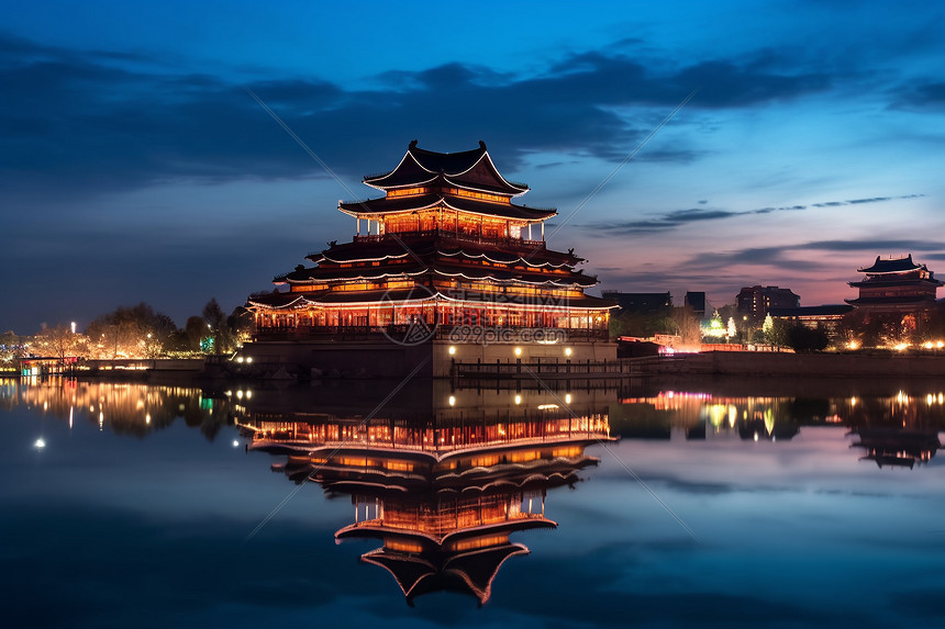 开封古建筑的自然风景高清图片下载-正版图片600207080-摄图网