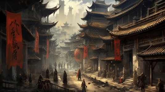 古代街道图片_古代街道素材_古代街道高清图片_摄图网图片下载