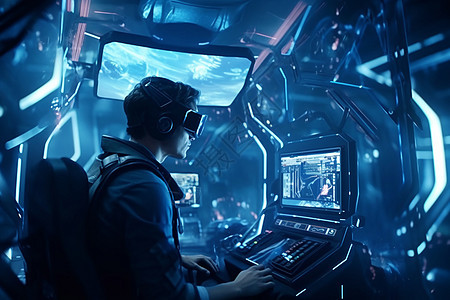 VR眼镜下的科幻世界插画图片下载-正版图片600209352-摄图网
