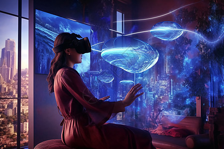 VR眼镜下的科幻世界插画图片下载-正版图片600209352-摄图网