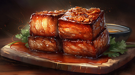 一盘美味的红烧肉插画图片下载-正版图片600210655-摄图网