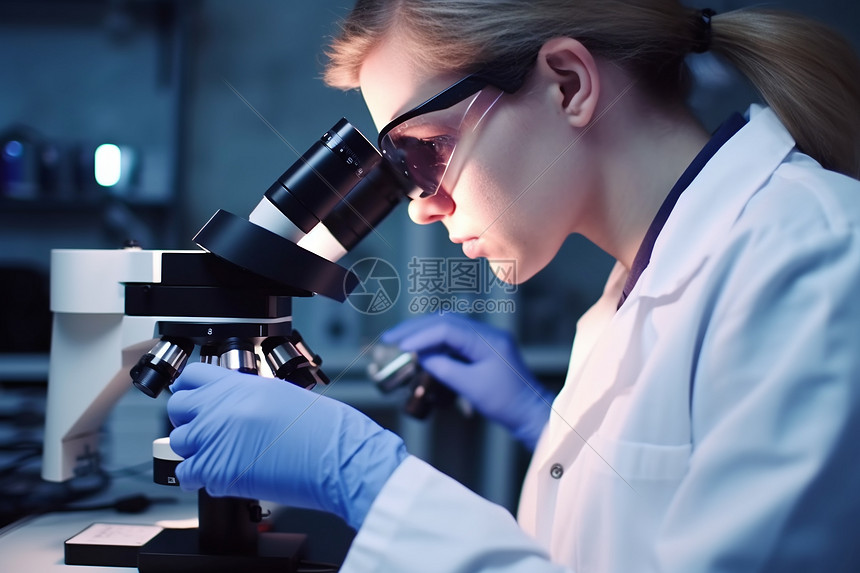 研究员在看显微镜高清图片下载-正版图片600212101-摄图网