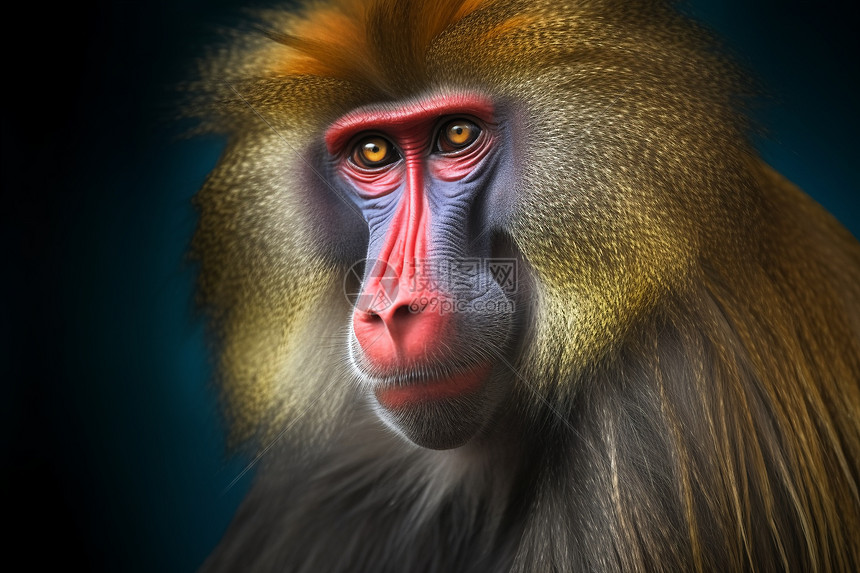 有黄色眼睛和红色鼻子的狒狒图像高清图片下载-正版图片600214497-摄图网
