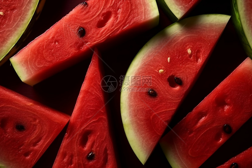 西瓜切成不规则形状高清图片下载-正版图片600221515-摄图网