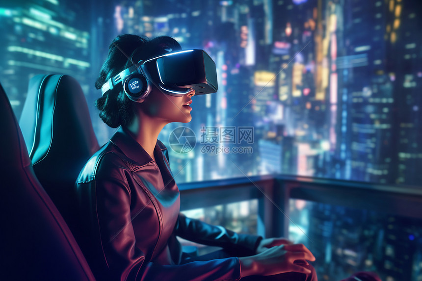 女人体验VR技术图片素材-正版创意图片600222292-摄图网