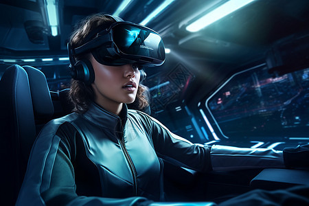 女人体验VR技术图片素材-正版创意图片600222292-摄图网