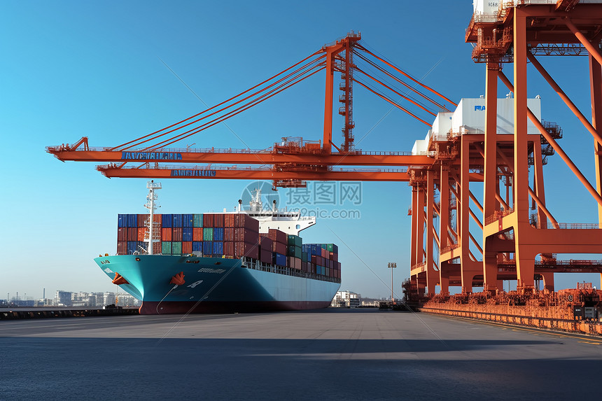 在集装箱码头装卸船舶高清图片下载-正版图片600229274-摄图网