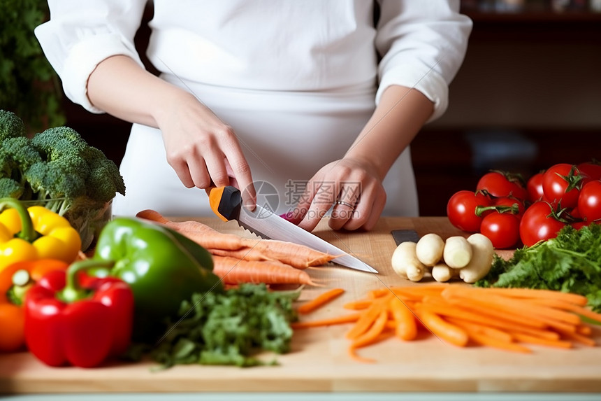 一位女士在做菜高清图片下载-正版图片600230496-摄图网