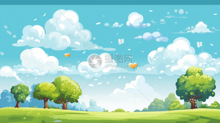蓝天白云壁纸插画图片下载-正版图片600232066-摄图网