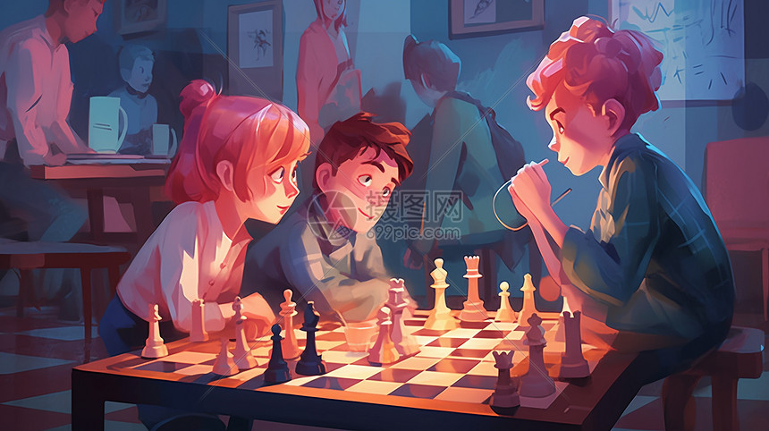 儿童国际象棋课程插画图片下载-正版图片600232331-摄图网
