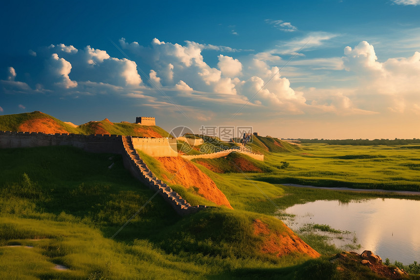 蓝天下的长城高清图片下载-正版图片600232822-摄图网