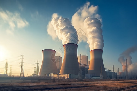 发电厂的大烟囱高清图片下载-正版图片600239352-摄图网