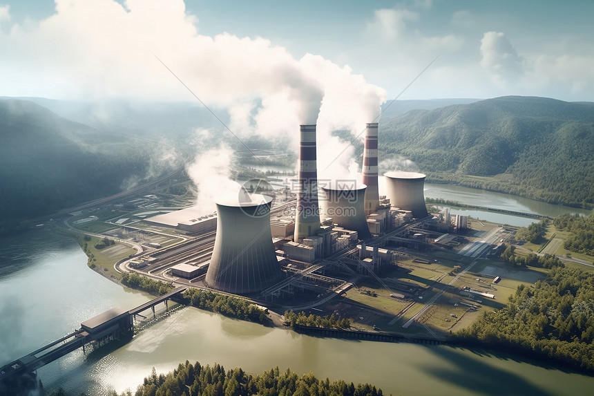 电厂的烟囱高清图片下载-正版图片600239566-摄图网