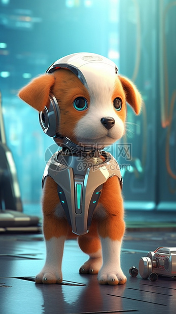 未来科技小狗插画图片下载-正版图片600240204-摄图网