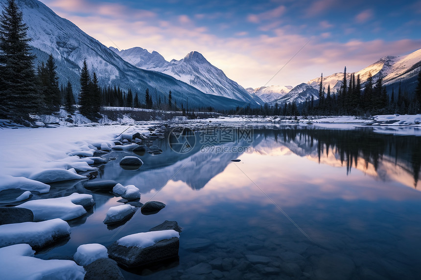 冬天的山水景色高清图片下载-正版图片600241611-摄图网