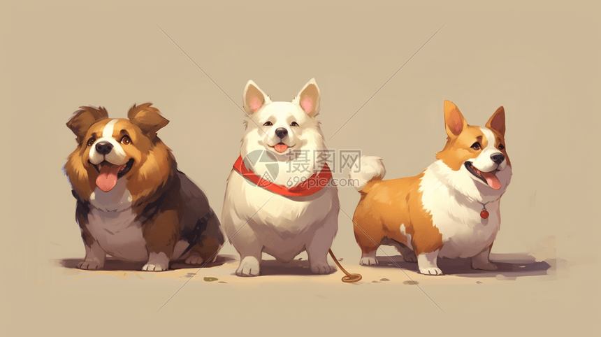 可爱的动漫狗狗插画图片下载-正版图片600242103-摄图网