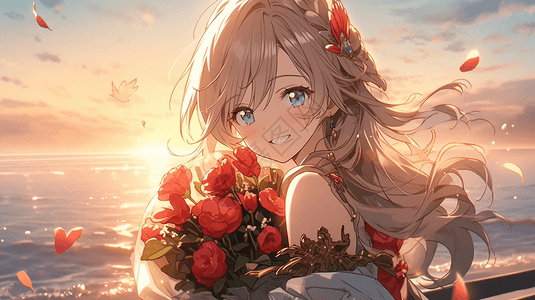 美丽的女孩与白狼插画图片下载-正版图片600240214-摄图网