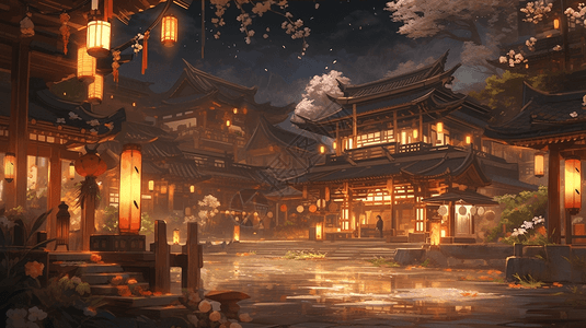 二次元动漫场景插画图片下载-正版图片600248916-摄图网