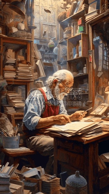 在创作的作者插画图片下载-正版图片600250630-摄图网