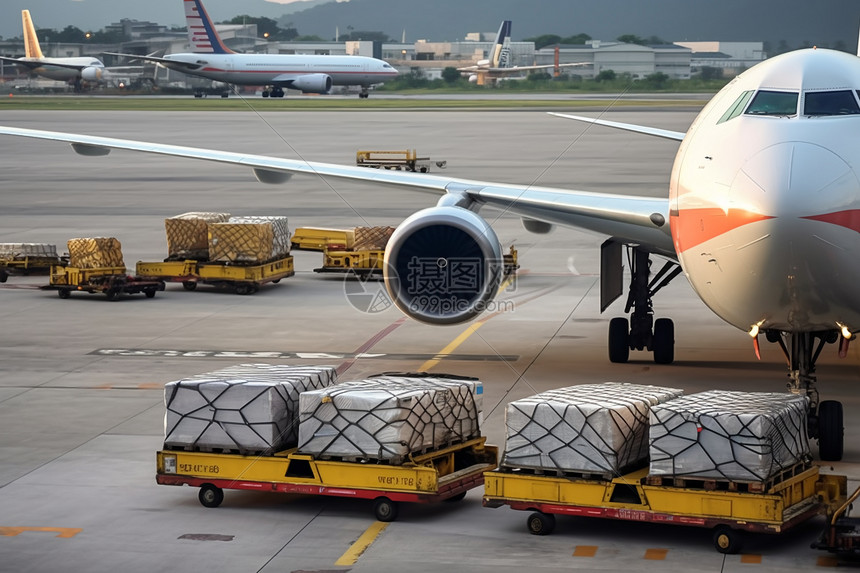 机场装载空运货机的飞机高清图片下载-正版图片600253479-摄图网