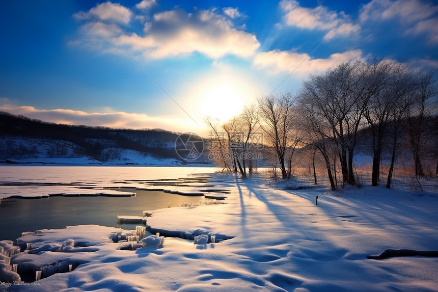 冬天冻结的河流高清图片下载-正版图片600260356-摄图网
