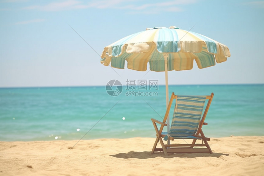 悠闲的度假沙滩场景高清图片下载-正版图片600265467-摄图网