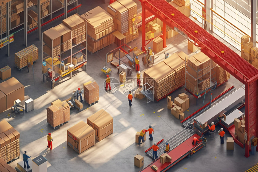分拣仓库的俯视图插画图片下载-正版图片600272050-摄图网
