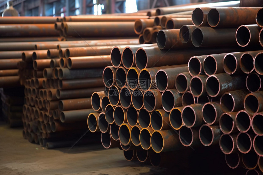 工厂长长的钢管高清图片下载-正版图片600273543-摄图网