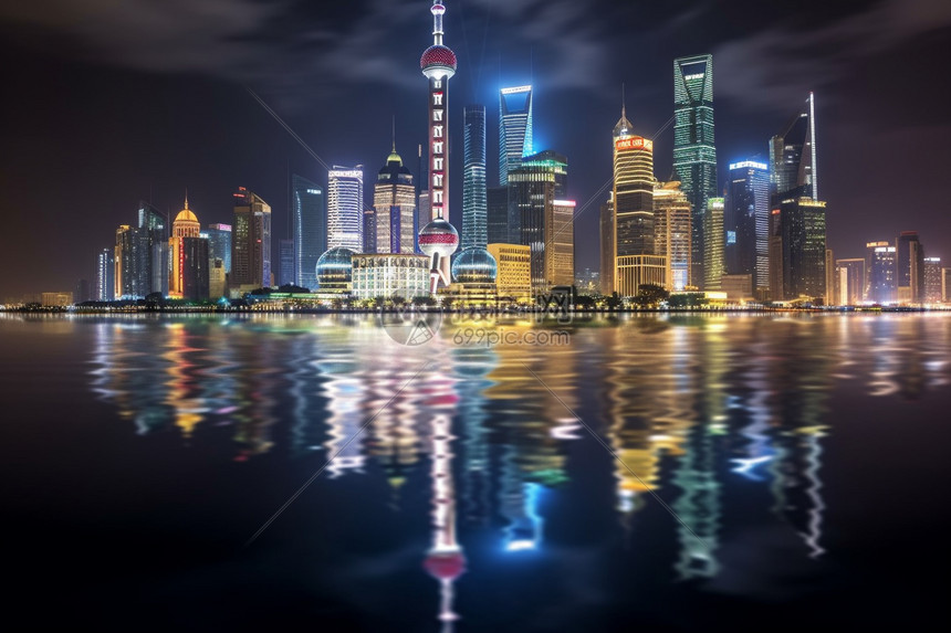 陆家嘴的夜景高清图片下载-正版图片600293620-摄图网