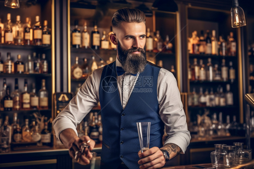 吧台里的调酒师高清图片下载-正版图片600303778-摄图网