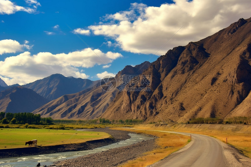 依山傍水的318国道高清图片下载-正版图片600308701-摄图网