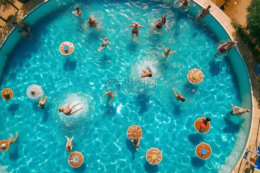 俯拍游泳池高清图片下载-正版图片600309738-摄图网