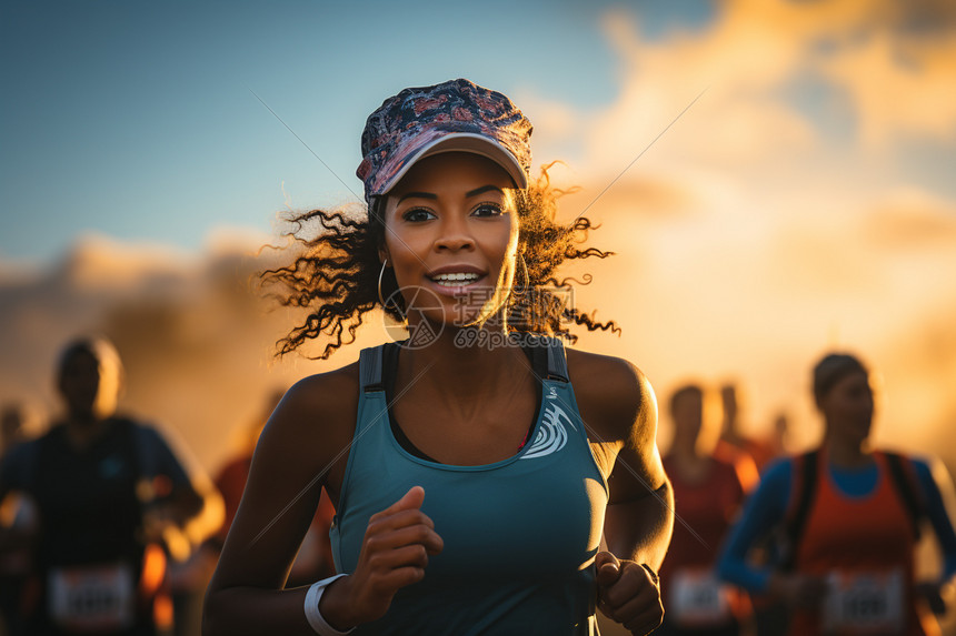 广阔蓝天下跑步的运动员高清图片下载-正版图片600312937-摄图网