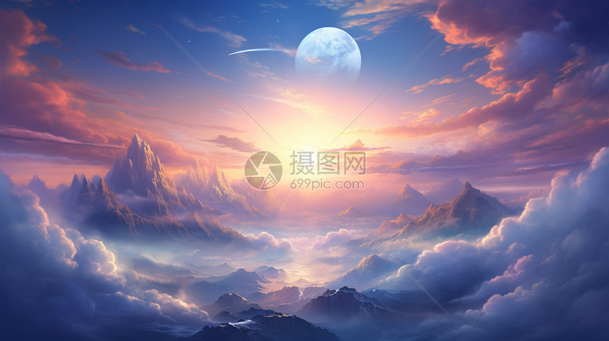 天上漂亮的云海图片素材-正版创意图片600321440-摄图网