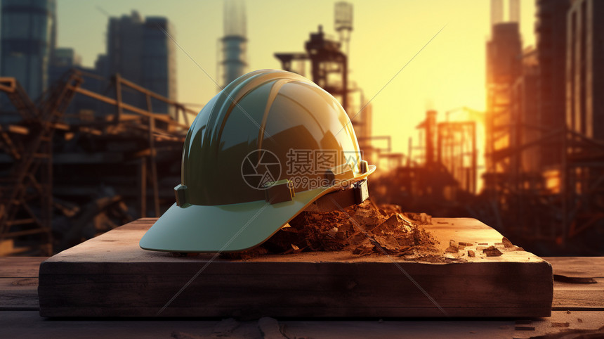 工地中佩戴的安全帽高清图片下载-正版图片600321805-摄图网
