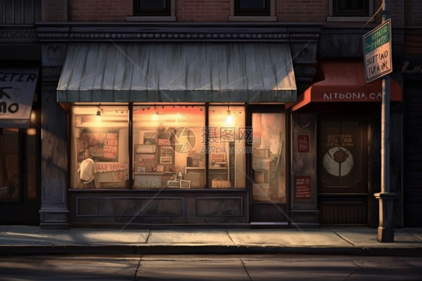 夜晚的店铺橱窗插画图片下载-正版图片600337647-摄图网